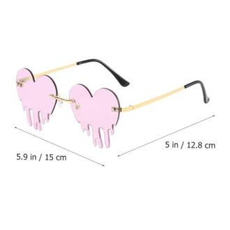 Milisten Lunettes de Soleil sans Monture Forme Goutte DEau Lunettes de F&ecirc;te pour Femmes Verres Color&eacute;s Violets Accessoire L&eacute;ger et Solide pour Plage et &Eacute;v&eacute;neme