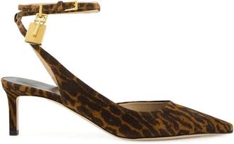 Tom Ford Hohe Schuhe - Pointed Toe Slingback Pumps In Ocelot-Printed Sued - Gr. 36 (EU) - in Schwarz - f&uuml;r Damen
