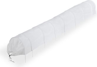 Relaxdays Pflanztunnel, 5 m Länge, Abdeckung gegen Schädlinge, fürs Beet, feinmaschiges Vogelschutznetz, Vlies, weiß