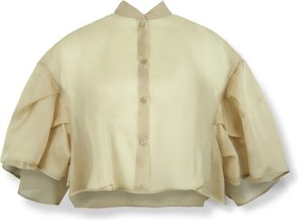 Max Mara Femme, Vestes, Beige, Taille: 38 FR Cape en organza de soie
