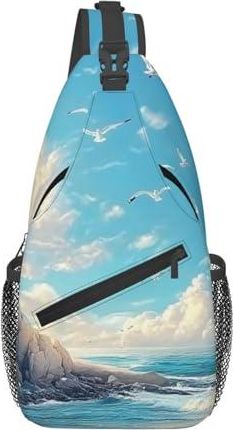 Generic Sac &agrave; bandouli&egrave;re de style c&ocirc;tier avec motif phare, sac &agrave; dos de voyage pour homme, sac &agrave; dos de randonn&eacute;e