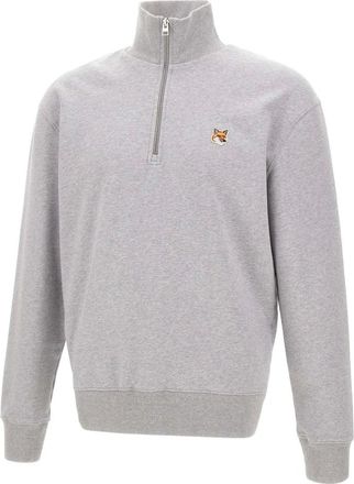 Maison Kitsun&eacute; Homme, Sweatshirts et sweats &agrave; capuche, Gris, Taille: S Fox Head Patch Comfort Half Zip SweaT-shirt