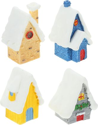 Valiclud 4 St&uuml;ck Kleiner Weihnachtsdorf aus Kunstharz Kleine Weihnachtsdorfhaus Deko In Bunten Farben Platzsparende Miniatur Hausdekoration f&uuml;r Wohnraum und Pu