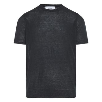 Lardini Homme, Tops, Noir, Taille: 2XL T-shirt en lin/coton tricot&eacute;