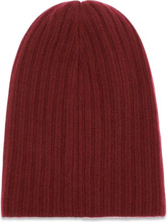 Baziszt BZFW26HA02393 Cashmere Ribbed Knit Beanie - Red