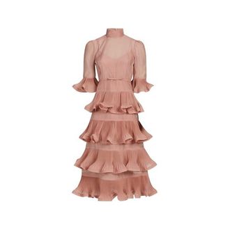 Zimmermann Robe midi pliss&eacute;e &agrave; col montant