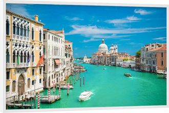 artboxONE Poster mit wei&szlig;em Rahmen 60x40 cm St&auml;dte Venedig Canal Grande - Bild Venedig Venedig Wasserstadt