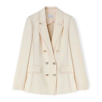 Motivi Femme, Vestes, Beige, Taille: 34 FR Blazer en Toile avec Surpiq&ucirc;res Contrast&eacute;es