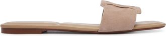 Calvin Klein Pantoletten Calvin Klein Square Flat Sndl Embl Suede HW0HW03055 Beige