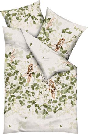 Kaeppel Bettwäsche Eichkätzchen Feinbiber Oliv Größe 1x 155x220 cm + 1x 80x80 cm