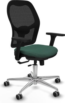 Piqueras y Crespo Drehstuhl mit 3D-Armlehnen, h&ouml;henverstellbare Lendenwirbelst&uuml;tze, ausgestattet mit Syncro/Traslack und Schaumstoff, Schwarz / Flaschengr&uuml;n