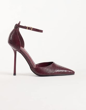 Simmi London Simmi London Marinah escarpins &agrave; talons effet serpent bordeaux en PU-Rouge