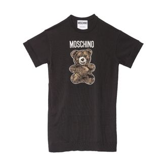 Moschino Adrian Strickkleid mit B&auml;renstickerei - - Dresses - Damen - Schwarzk - L