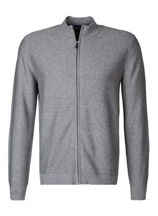 Olymp Herren Cardigan grau Baumwolle unifarben