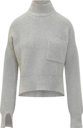 Marni Femme, Pulls, Gris, Taille: 40 FR Cropped High-Neck Sweater