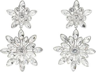 Self Portrait Femme, Accessoires, Gris, Taille: ONE Size Crystal Tiered Earrings