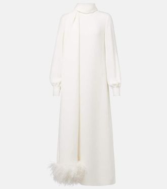 Valentino Robe aus Cady Couture mit Federn