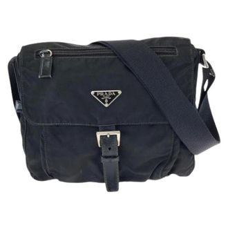 Prada Sac bandouli&egrave;re Pre-owned en nylon Tessuto et cuir - Femme - Pre-owned - Noir - Taille: ONE Size