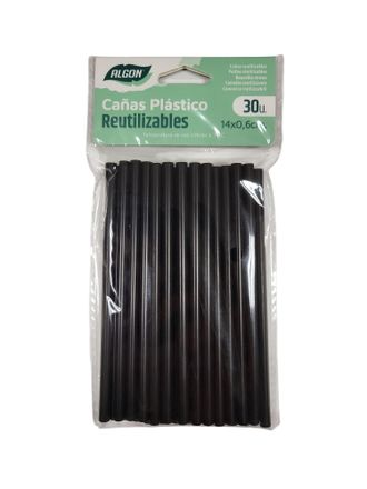 Algon Wiederverwendbare Trinkhalme, 14 x 06 cm, Schwarz, 30 St&uuml;ck