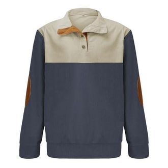 Generic Pull Homme 1/4 Fermeture &Eacute;clair Sweatshirt Sans Capuche Manches Longues en Velours Haut Printemps Sport Pull D&eacute;contract&eacute; Col Montant Streetwear Coudes