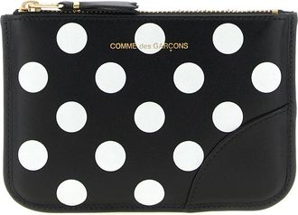 Comme Des Gar&ccedil;ons Femme, Sacs, Noir, Taille: ONE Size Polka Dots Printed Leather Card Holder