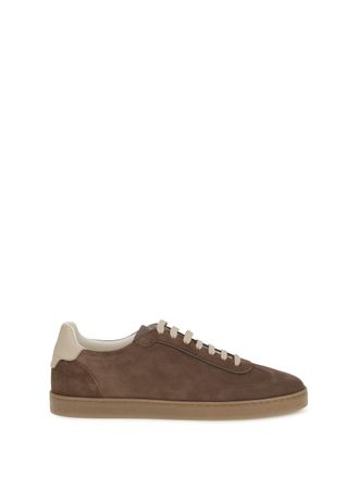 Brunello Cucinelli Mens Sneakers Suede Taupe-Ivory-Tan Trainers Taupe/ivory/tan