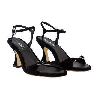 Carel Womens Sky Blue Sandal Black Calfskin Heels