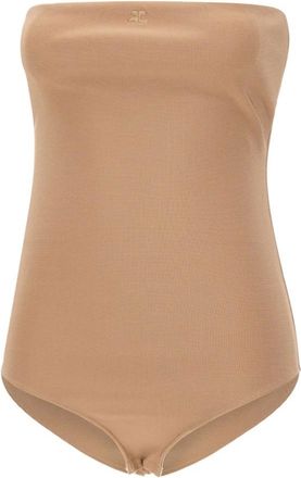 Courr&egrave;ges Femme, Tops, Beige, Taille: 40 FR Body Bustier Lingerie en Jersey