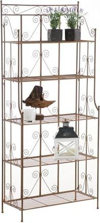 Clp &Eacute;tag&egrave;re sur Pied Ciara I &Eacute;tag&egrave;re m&eacute;tallique pour Plantes de Style campagnard I 5 &eacute;tag&egrave;res Pliables, Couleur:Marron Antique