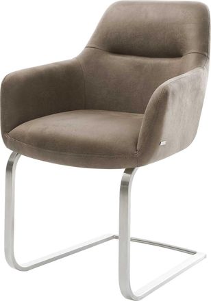 DELIFE Schwingstuhl Pejo-Flex Freischwinger flach Edelstahl Mikrofaser Taupe Vintage Taschenfederkern