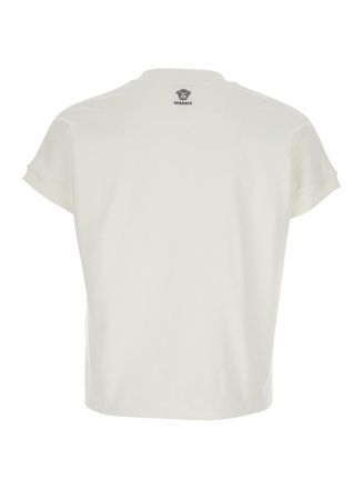 Versace Mens T-Shirt Medusa Logo White Cotton T-Shirts And Polos