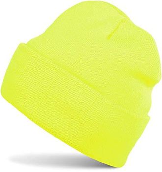 styleBREAKER Bonnet Unisexe en Maille Fine, Doublement Tricoté, Chapeau Chaud pour lhiver 04024029, Jaune néon