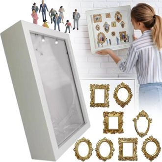 Generic DIY Mini-Museum-Silhouetten-Box, personalisiertes Schattenbox-Rahmen-Set mit goldenen Mini-Rahmen und Figuren, feiern Sie Ihre einzigartigen Erinnerun