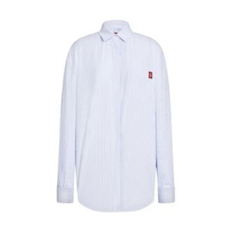 Dondup Chemise oversize en coton ray&eacute; - Femme - Blouses et Chemises - Bleu - Taille: 40 FR