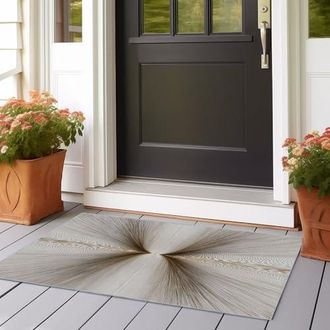 Generic Beige Tapis Doux et Moelleux, Abstrait Dessin au Trait rayonnement Tapis Design &agrave; Poil Ras Doux pour Salle &agrave; Manger Chambre Adulte et Ado 120 x 180 cm