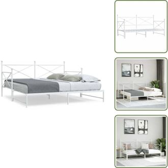 vidaXL Tagesbett Ausziehbar ohne Matratze Wei&szlig; 100x190 cm Stahl - Ausziehbares Tagesbett - Ausziehbare Tagesbetten - Schlafbett - G&auml;stebett