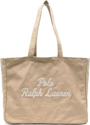 Ralph Lauren Homme, Sacs, Beige, Taille: ONE Size Cabas en Toile Brodé