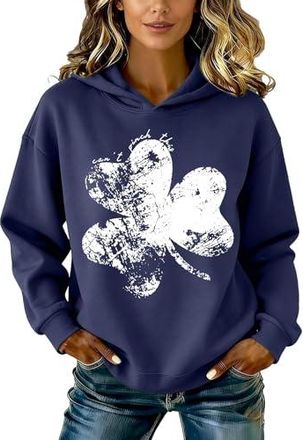 Generic HUIFUAO Sweat &agrave; capuche pour femme avec tr&egrave;fle amusant pour femme Costume irlandais de St Paddys Day Vert Irlande Tr&egrave;fle Chemise Vacances Haut &agrave; manch