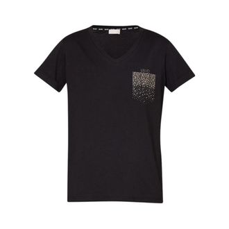 Liu Jo Rhinestone V-Neck T-Shirt - - Tops - Damen - Schwarzk - XS