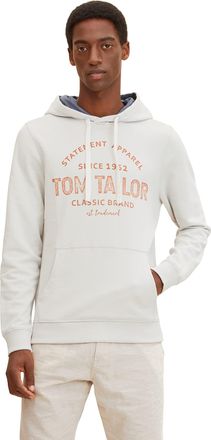 Tom Tailor Herren Hoodie mit Logoprint 1032914, 29767 - Rough Grey, S