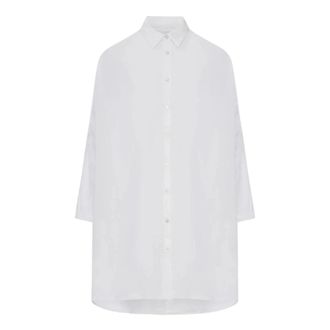 120% Lino Femme, Blouses et Chemises, Blanc, Taille: 42 FR Chemise en lin coupe classique &agrave; manches courtes
