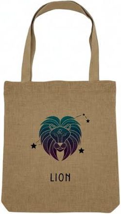 Fabulous Sac Shopping Tote Bag Aspect Lin - Lion Signe Astrologie Prevision Stellaire C&eacute;leste Solaire Sideral Etoile - Sac de Courses Toile Epaisse 360g Beige 