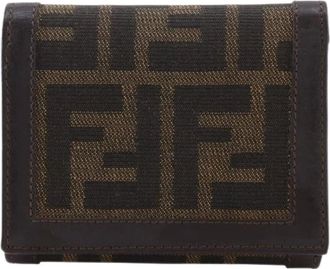 Fendi Pre-owned Zucca Nylon Canvas Trifold Wallet - Femme - Pre-owned - Brun - Taille: ONE Size