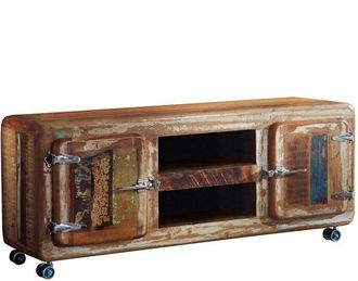 Massivmoebel24 Meuble TV 135x40 Bois de récupération laqué Multicolore FREEZY 10