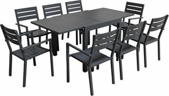 Happy Garden Happy Garden - Salon de jardin venezia extensible 90/180 en aluminium anthracite - 8 places