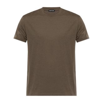 Tom Ford Lyocell Baumwolle Rundhals-T-Shirt - - Tops - Herren - Braun - 2XL
