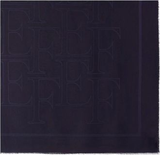 Elisabetta Franchi Foulard &agrave; logo int&eacute;gral - Femme - Accessoires - Bleu - Taille: ONE Size