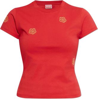 Kenzo Femme, Tops, Rouge, Taille: 44 FR T-shirt avec Logo Brod&eacute;