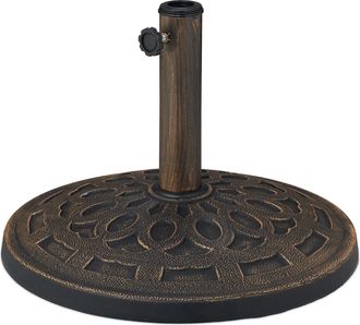 Relaxdays Schirmst&auml;nder Sonnenschirm, f&uuml;r Schirmstangen 34-48 mm, &Oslash; 49 cm, Vintage, Sonnenschirmst&auml;nder, schwarz/Bronze