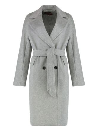 Max Mara manteau croisé à taille ceinturée - Gris